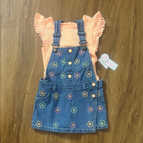 Little Lass | Bottoms | Little Lass Denim Overalls With Floral ...